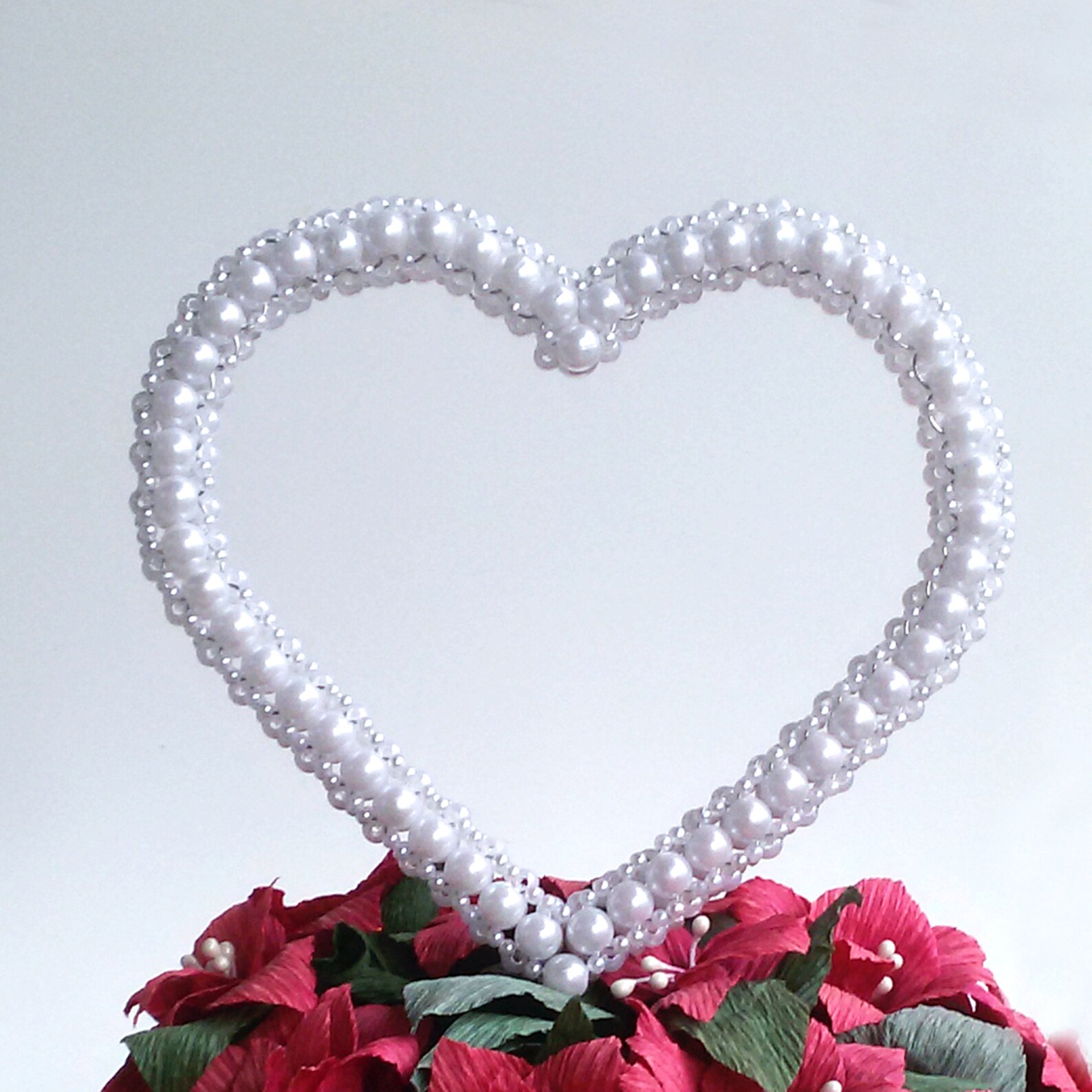 Heart Cake Topper Wedding Cake Topper Pearl Heart Cake - Etsy