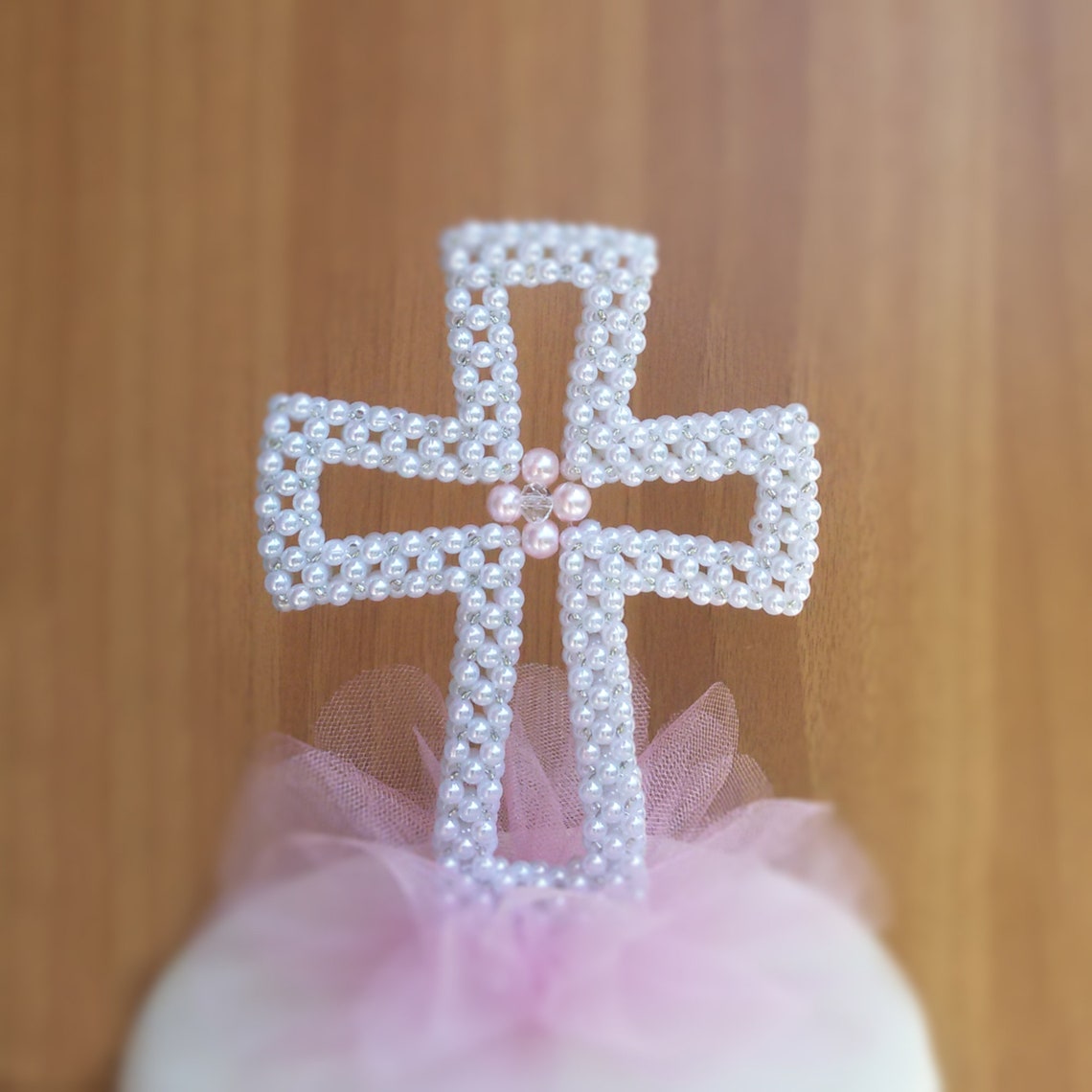 Cross Cake Topper, Pearl Cross Cake Topper, Baptism Cake Topper ...