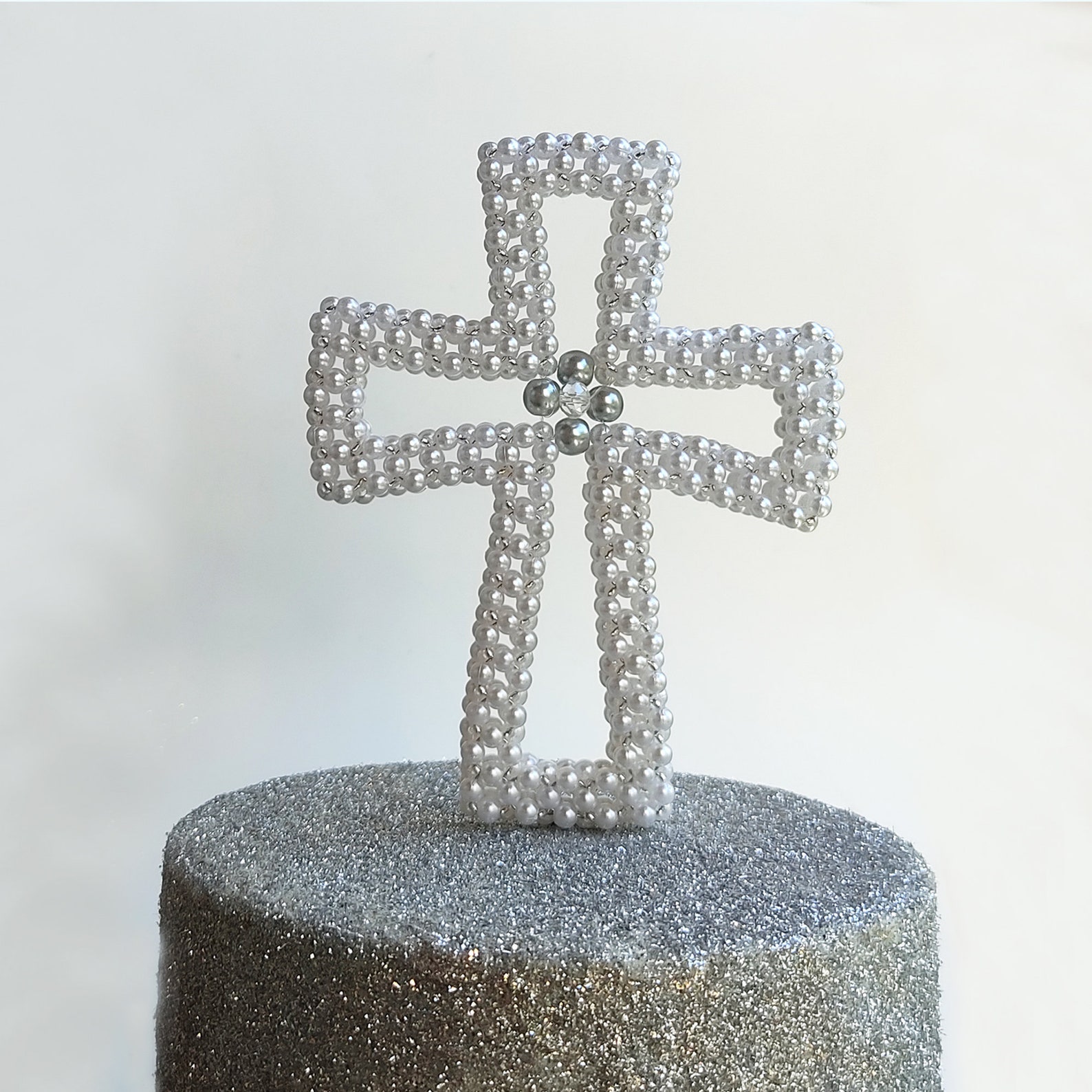 Pearl Cross Cake Topper Cross Cake Topper Baptism Cake Topper ...