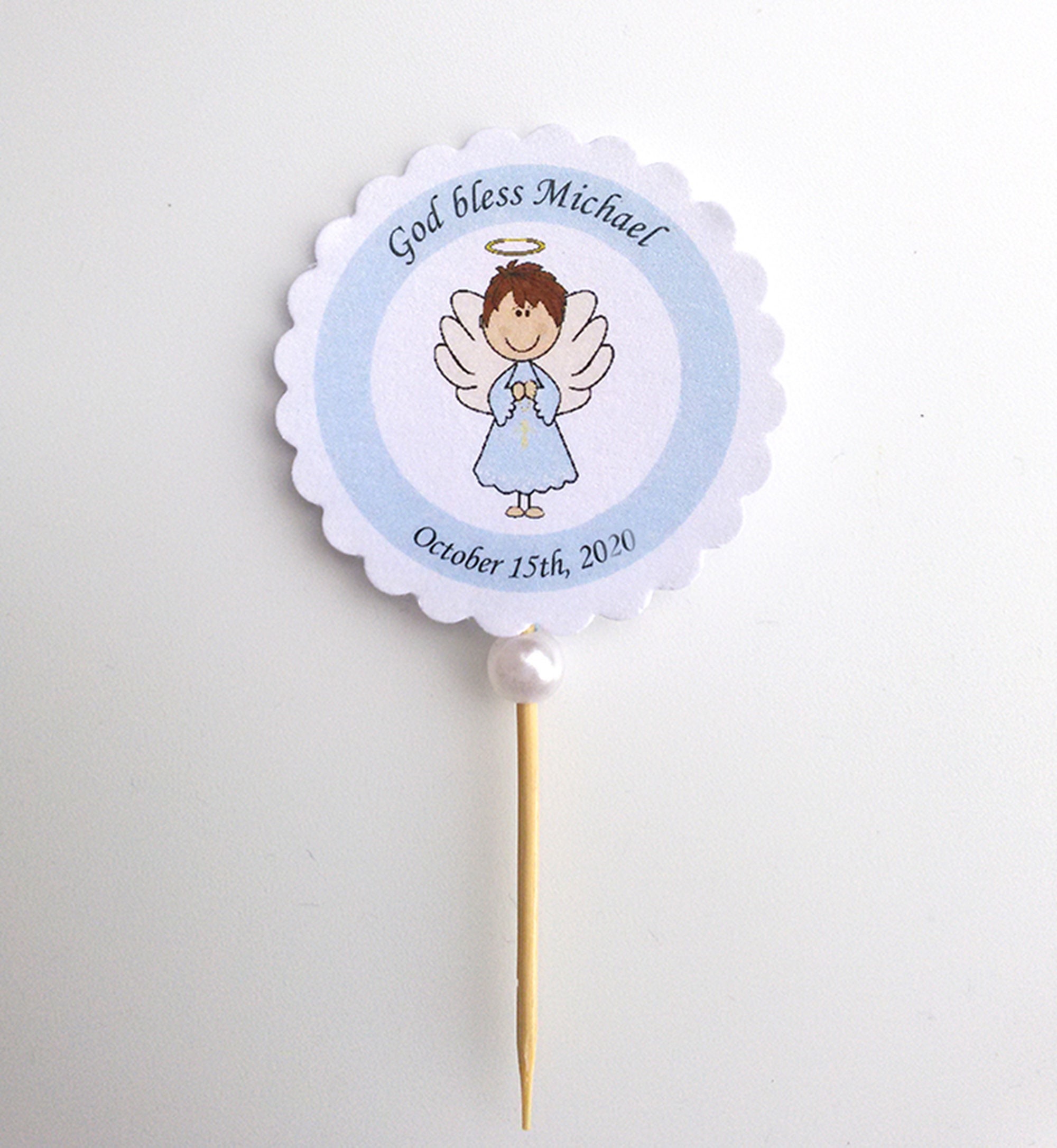 Set of 12 Angel Cupcake Toppers Baptism Cupcake Toppers - Etsy