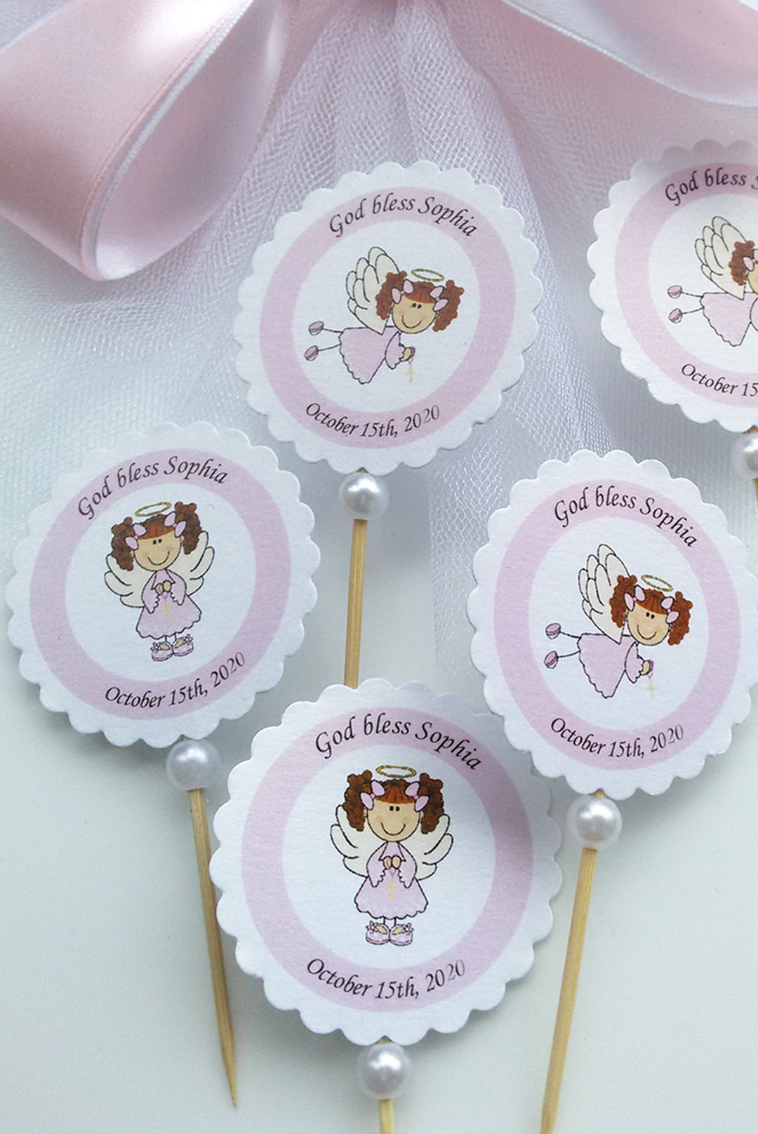 Set of 12 Angel Cupcake Toppers Baptism Cupcake Toppers Christening ...