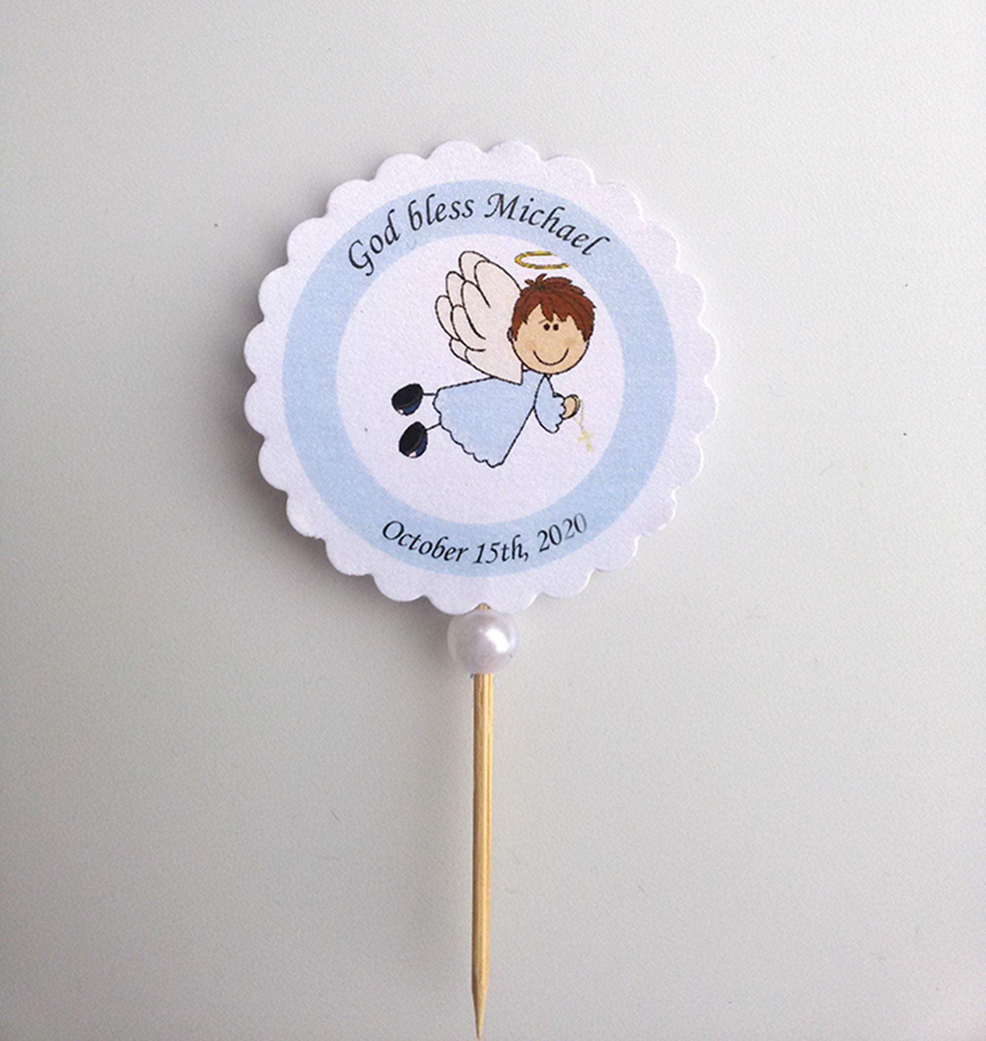 Set of 12 Angel Cupcake Toppers Baptism Cupcake Toppers - Etsy