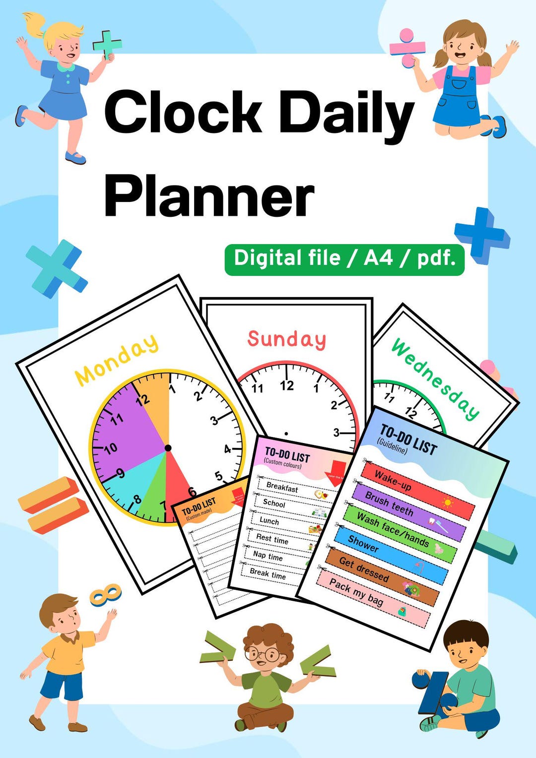 Daily Schedule Clock for Children or Older Adult, Visual ADHD Schedule ...