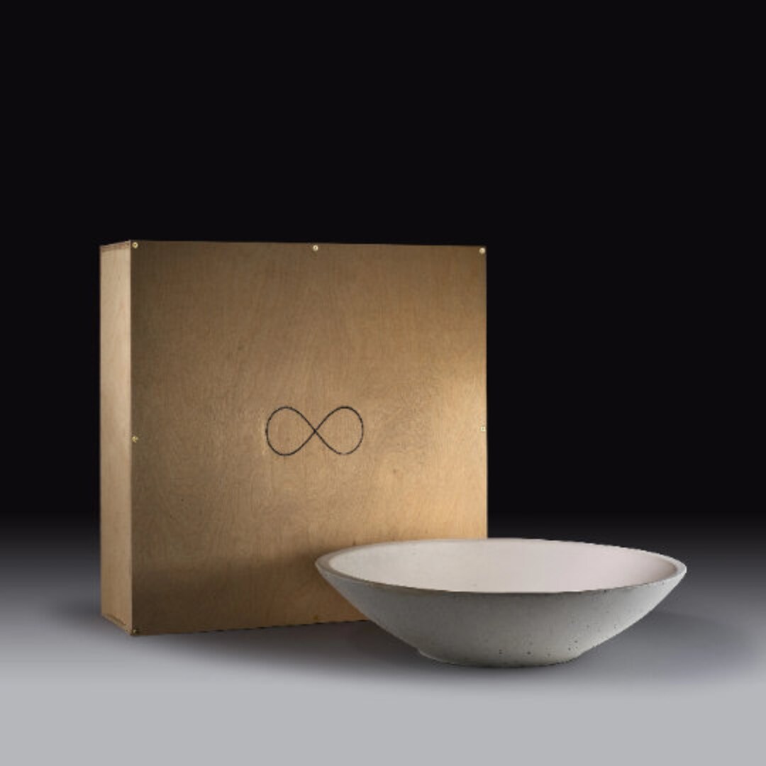Concrete Infinity Bowl With Birch Presentation Crate - Etsy