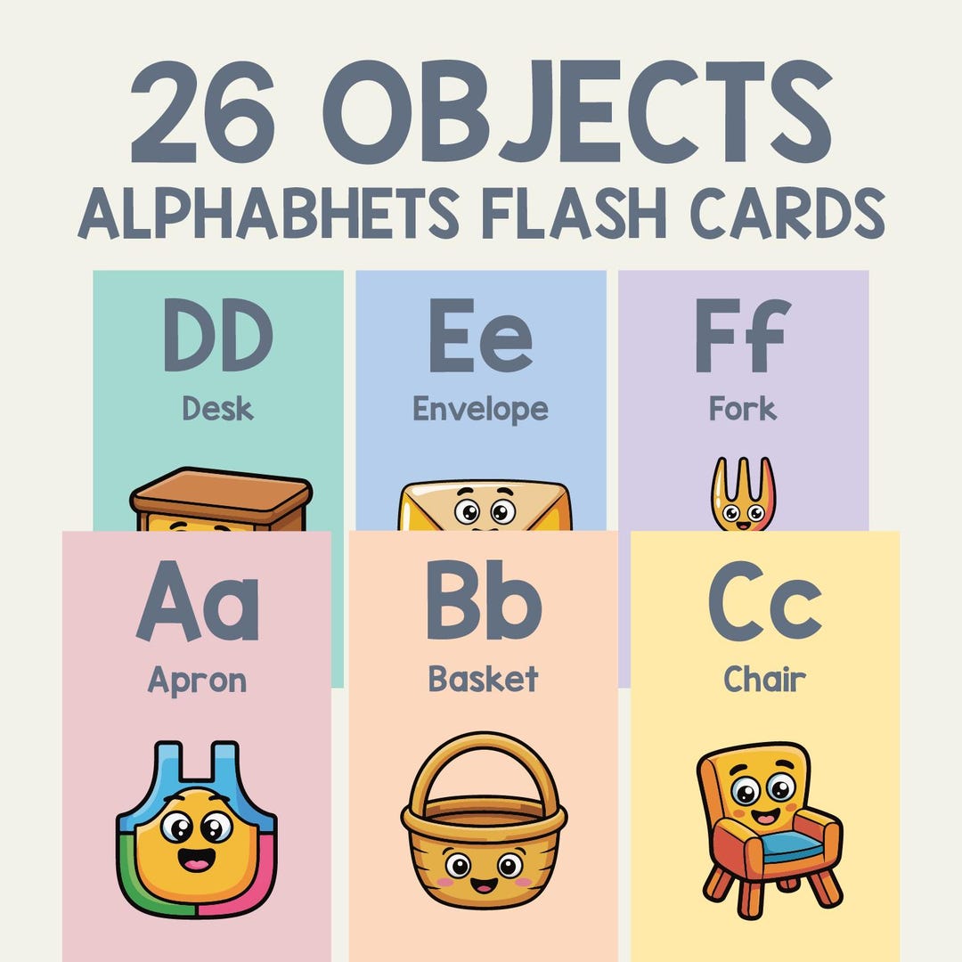 26 Objects Flash Cards, Educational Cards, A-Z Cards, Learn Abcs ...