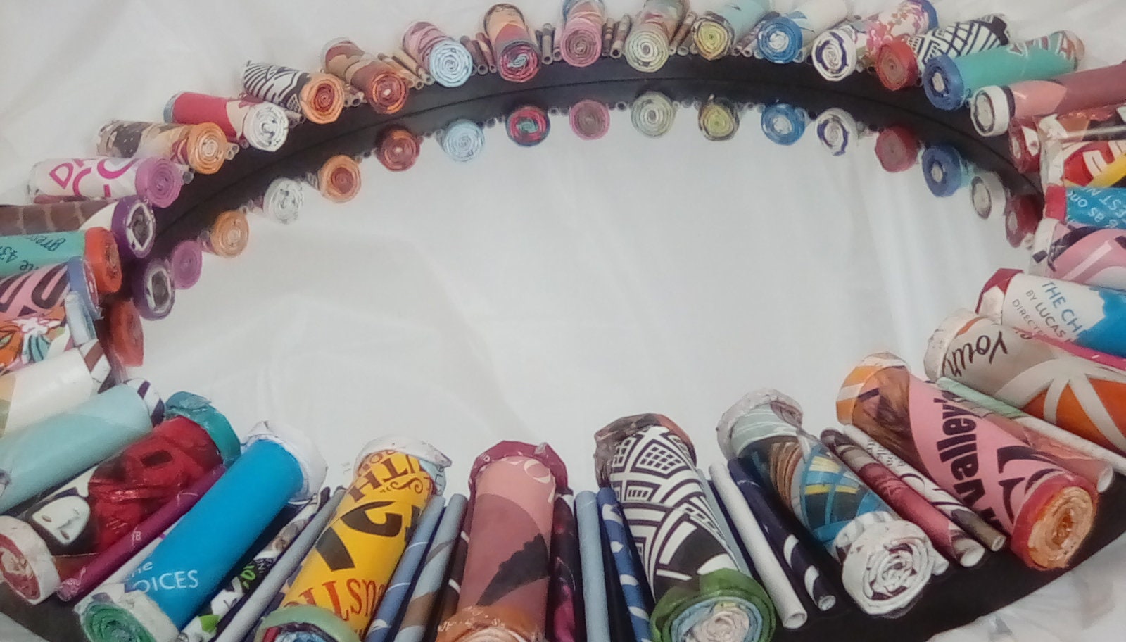 Round Mirror, Black Base With Colorful, Glossy Magazine Rolls - Etsy