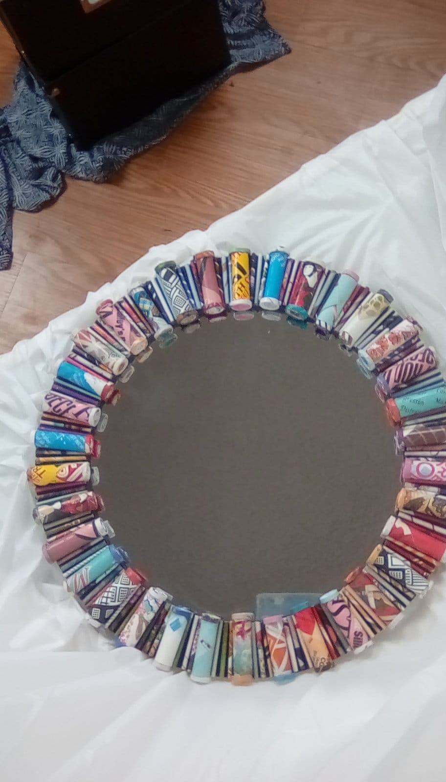 Round Mirror, Black Base With Colorful, Glossy Magazine Rolls - Etsy