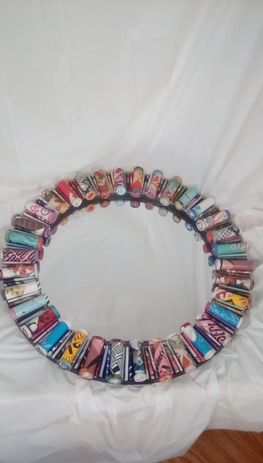 Round Mirror, Black Base With Colorful, Glossy Magazine Rolls - Etsy