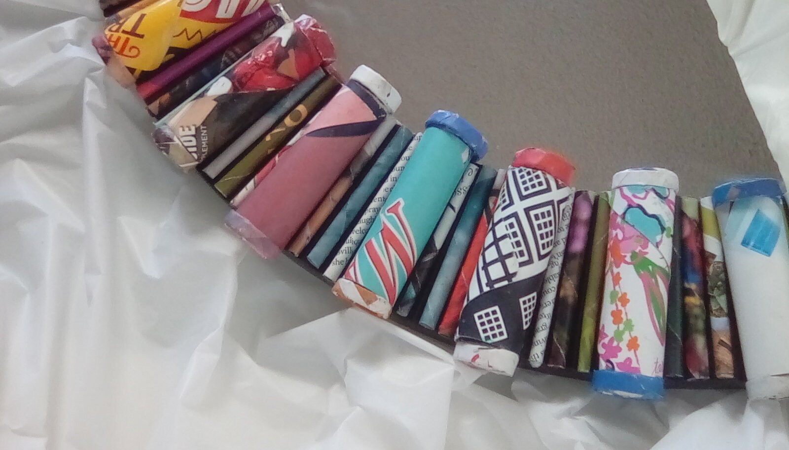 Round Mirror, Black Base With Colorful, Glossy Magazine Rolls - Etsy