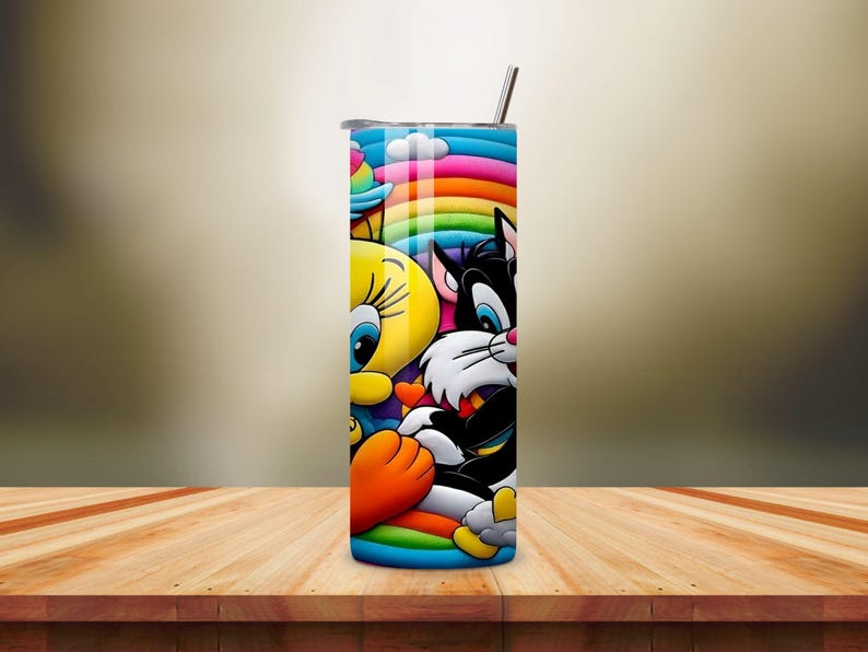 Cartoon Animals Rainbow Tumbler Wrap: 20oz Sublimation Design (digital ...
