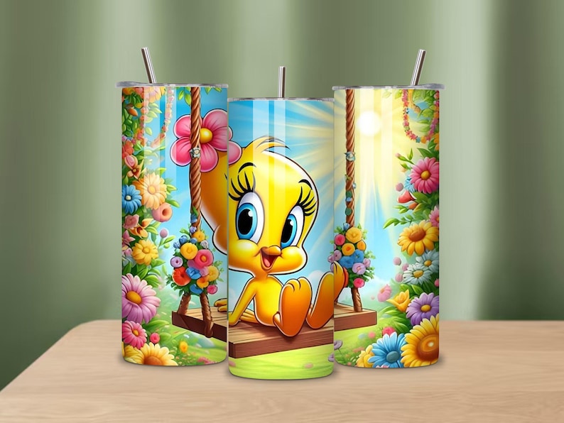 Cartoon Bird Tumbler Wrap: Floral Spring Design (digital Download) - Etsy
