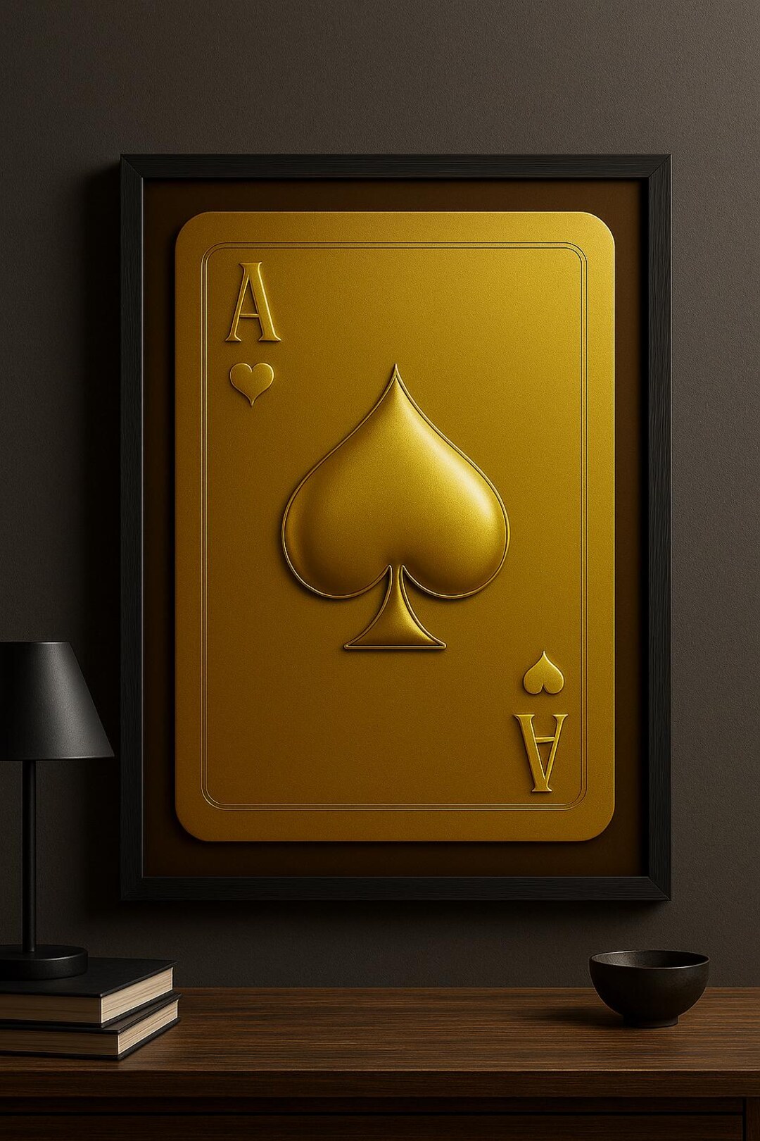 Luxury Ace of Spades Art Print: Gold Metallic Poker Room Decor (digital ...