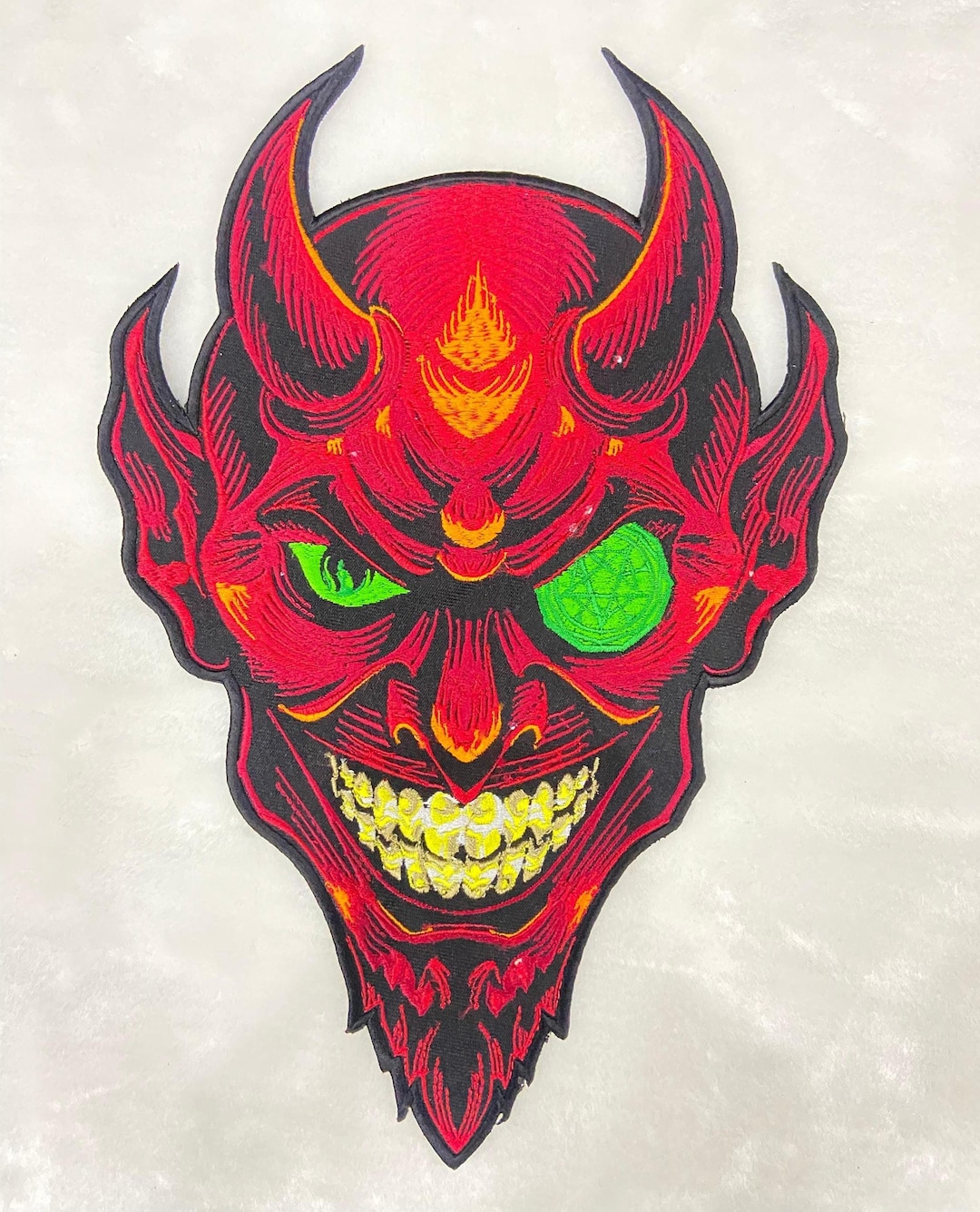 Large Devil Illuminati Face Iron-on Back Patch |occult Applique ...