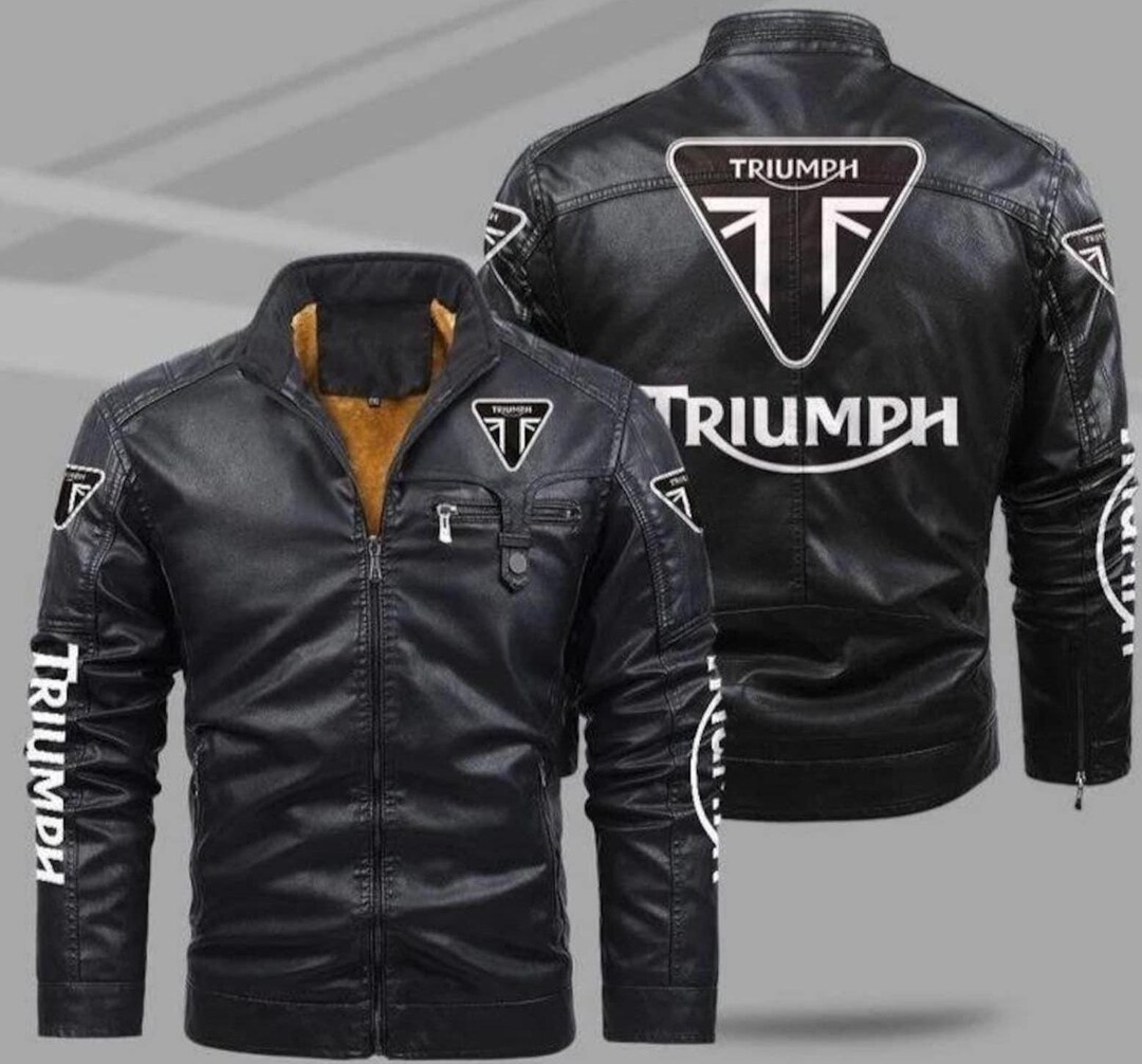 Triumph Motorcycle Leather Jacket Genuine Cowhide Biker Jacket for ...
