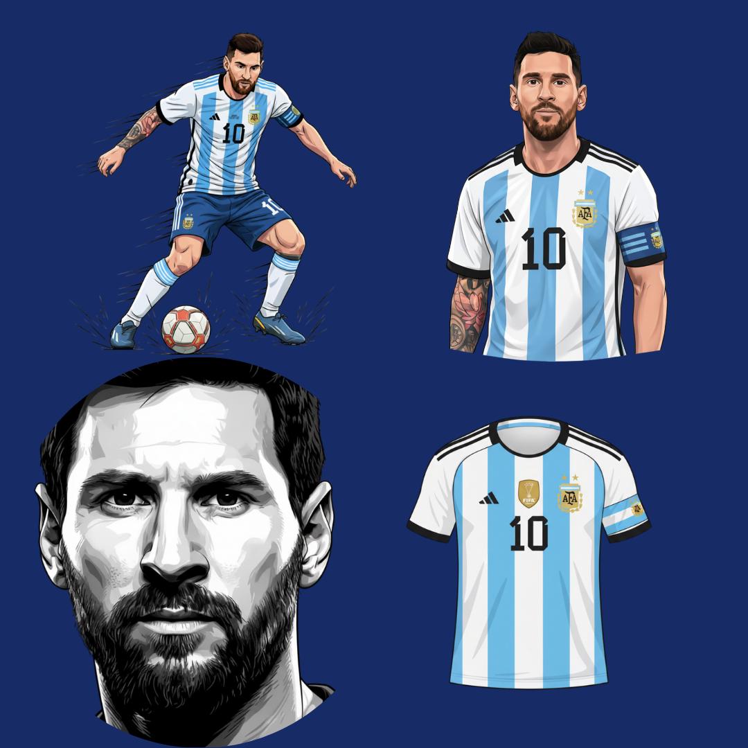 Lionel Messi Clipart Bundle | Soccer and Argentina Football Pngs ...