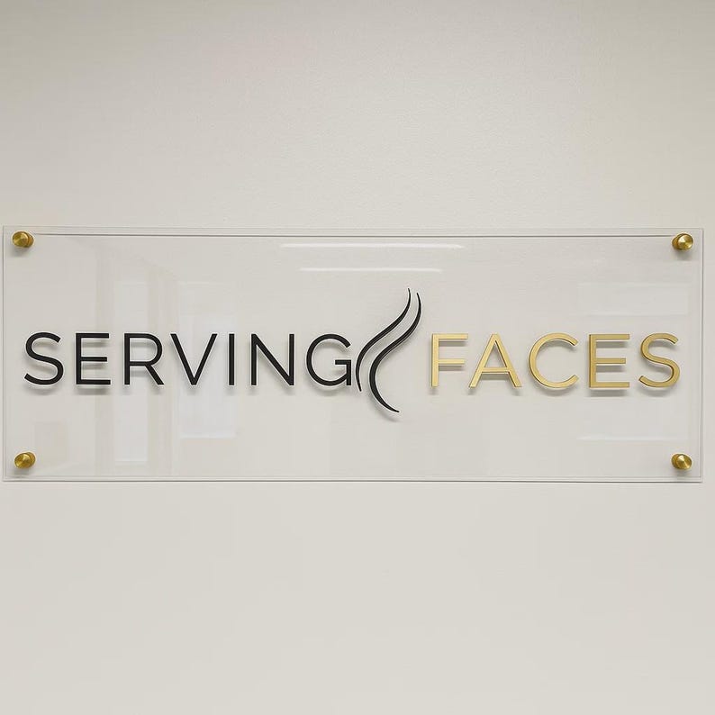 Clear Acrylic Business Sign – Custom Logo Plaque for Office Wall or ...