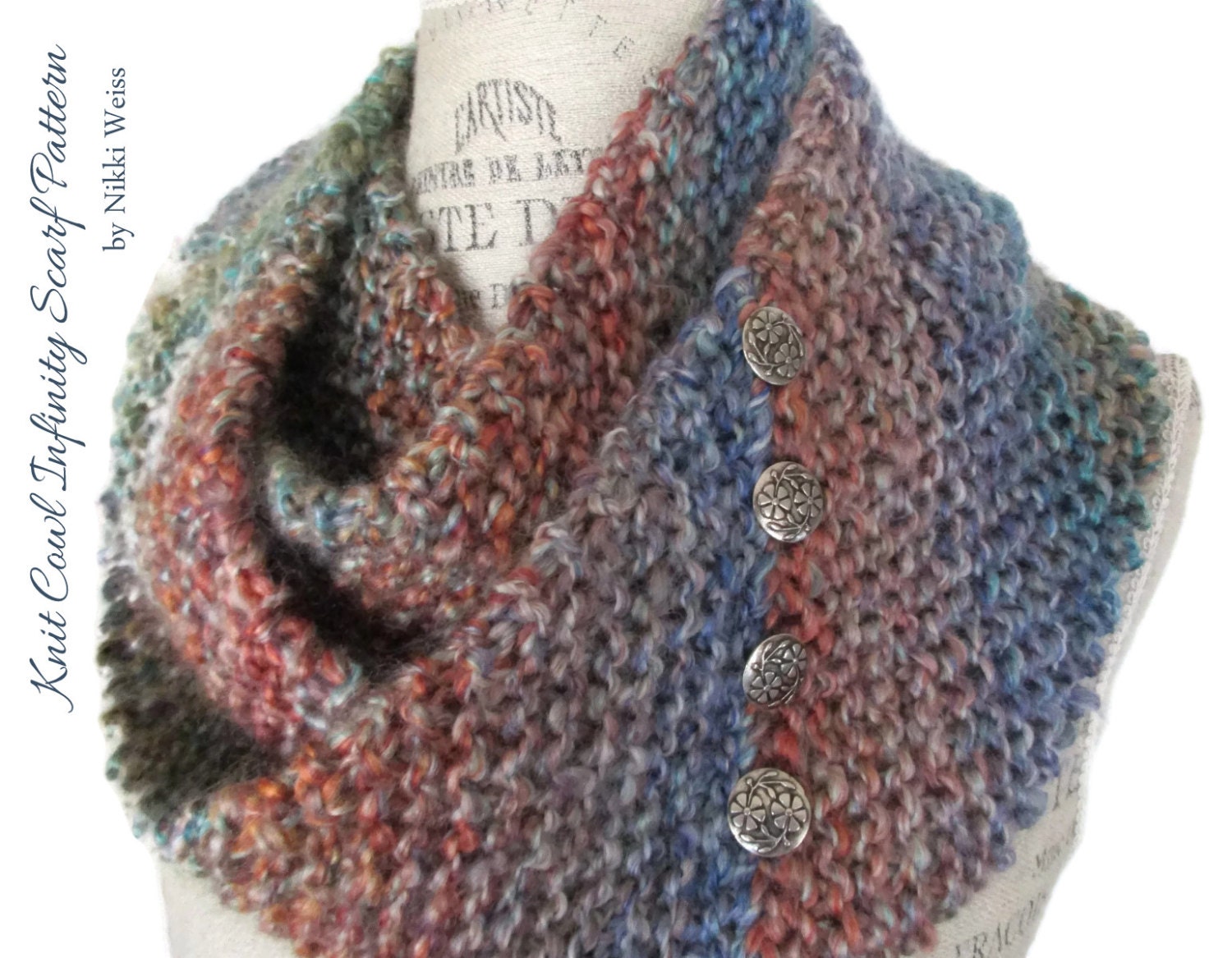 Knitting Pattern - Homespun Cowl Infinity Scarf - Etsy