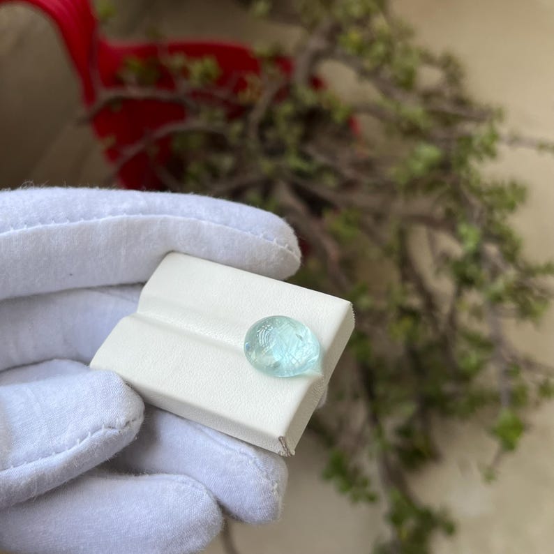 Cabujón ovalado de aguamarina azul natural de 9,00 quilates. - Etsy España