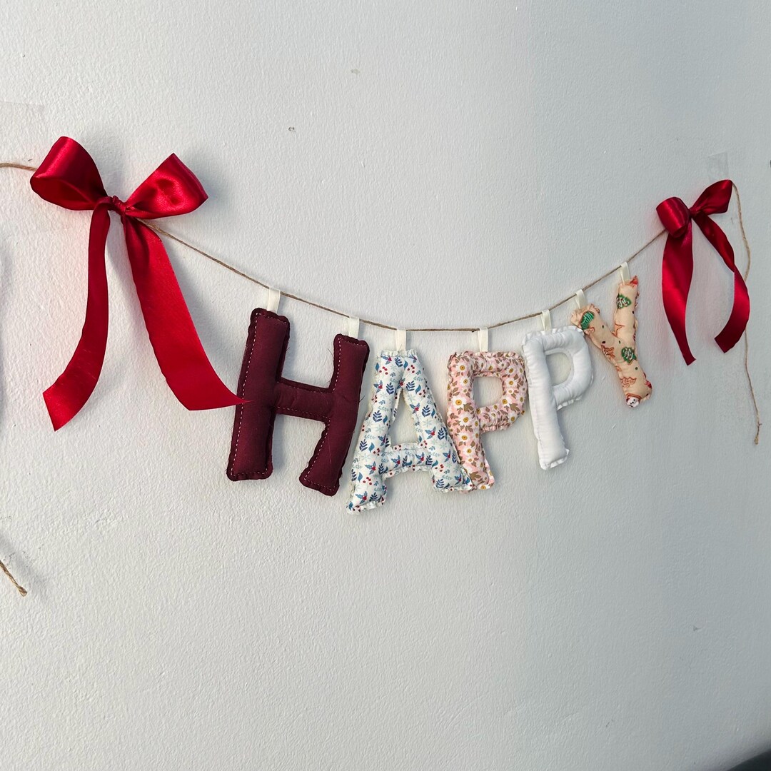 Soft Fabric Puffed Letter Banner – Custom Wall Hanging for Nursery or ...
