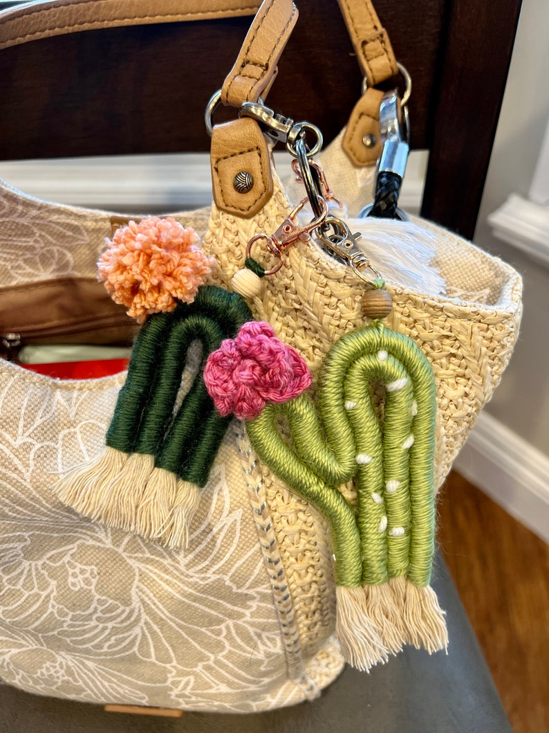 Macrame Cactus Keychains - Etsy