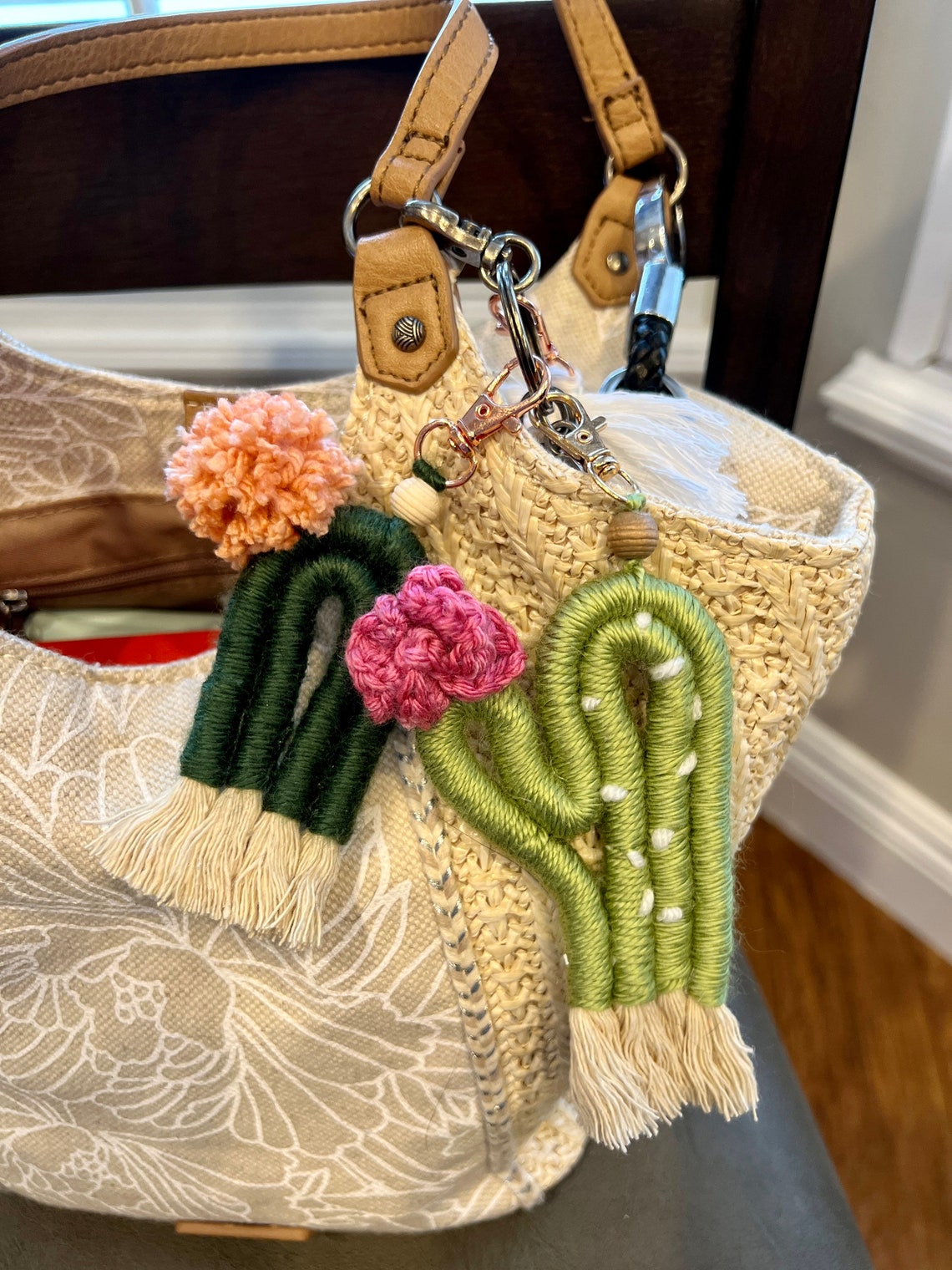 Macrame Cactus Keychains - Etsy