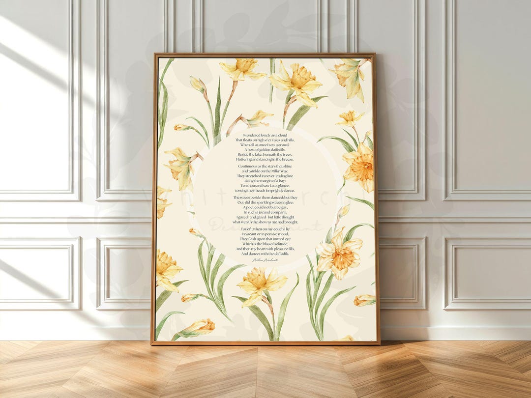 Wordsworth Daffodil Poem Print: I Wandered Lonely as a Cloud (PDF ...