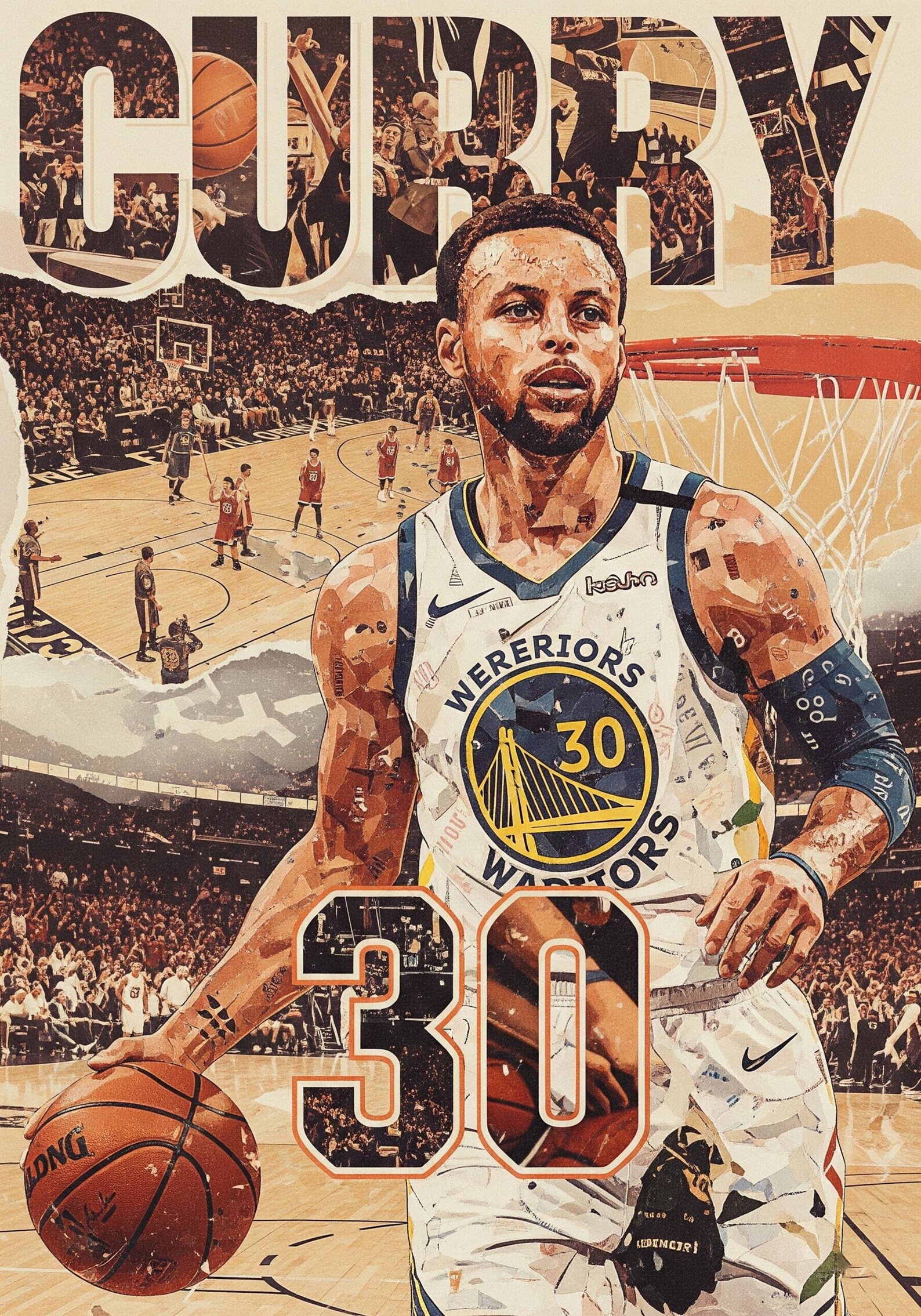Stephen Curry Vintage Collage Art: Retro NBA Basketball Poster - Etsy