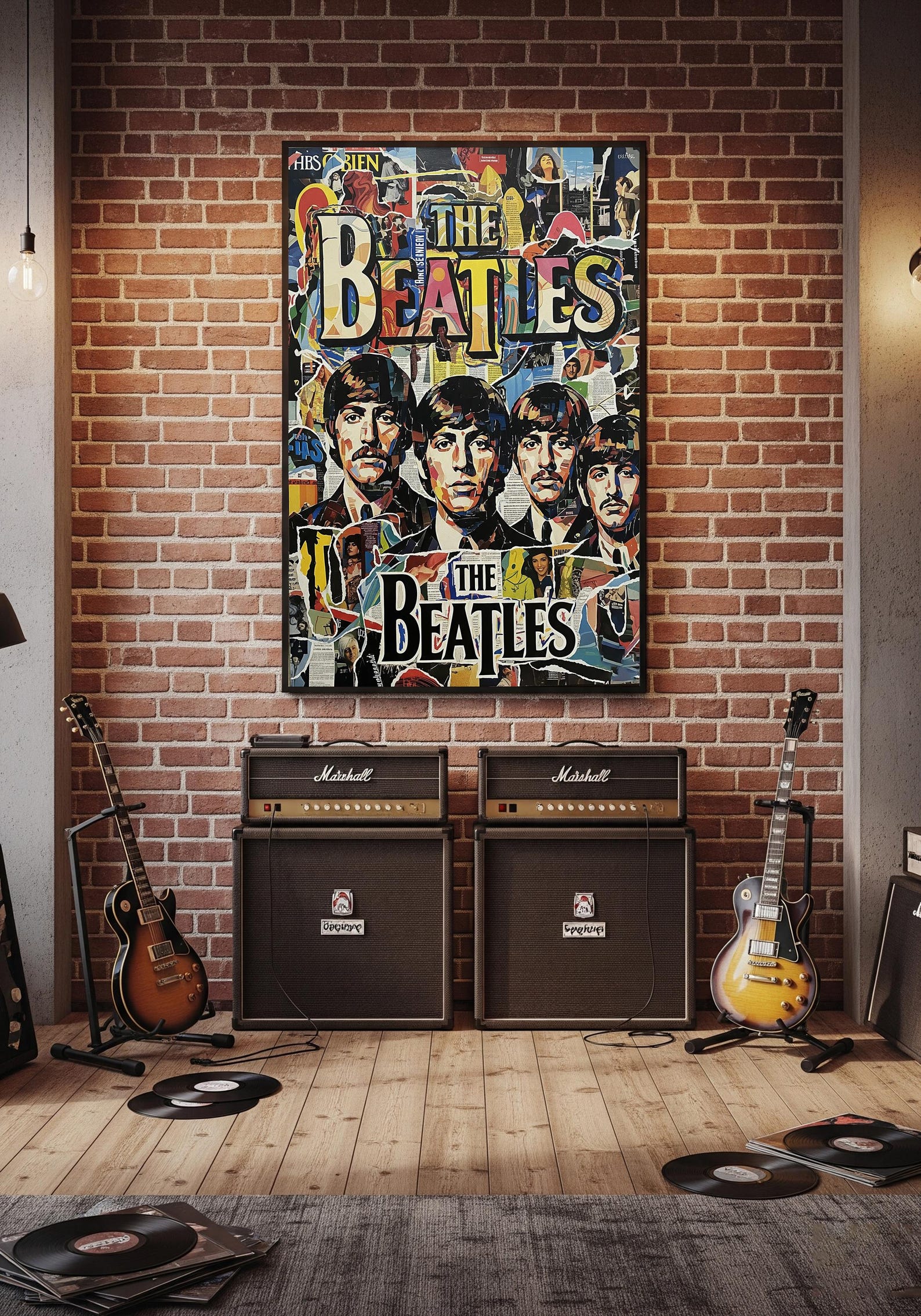 The Beatles Collage Print: Surreal Pop Art, Torn Magazine Texture - Etsy