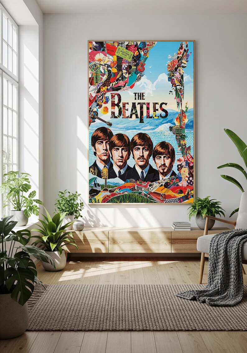 The Beatles Collage Print: Surreal Pop Art, Torn Magazine Texture - Etsy