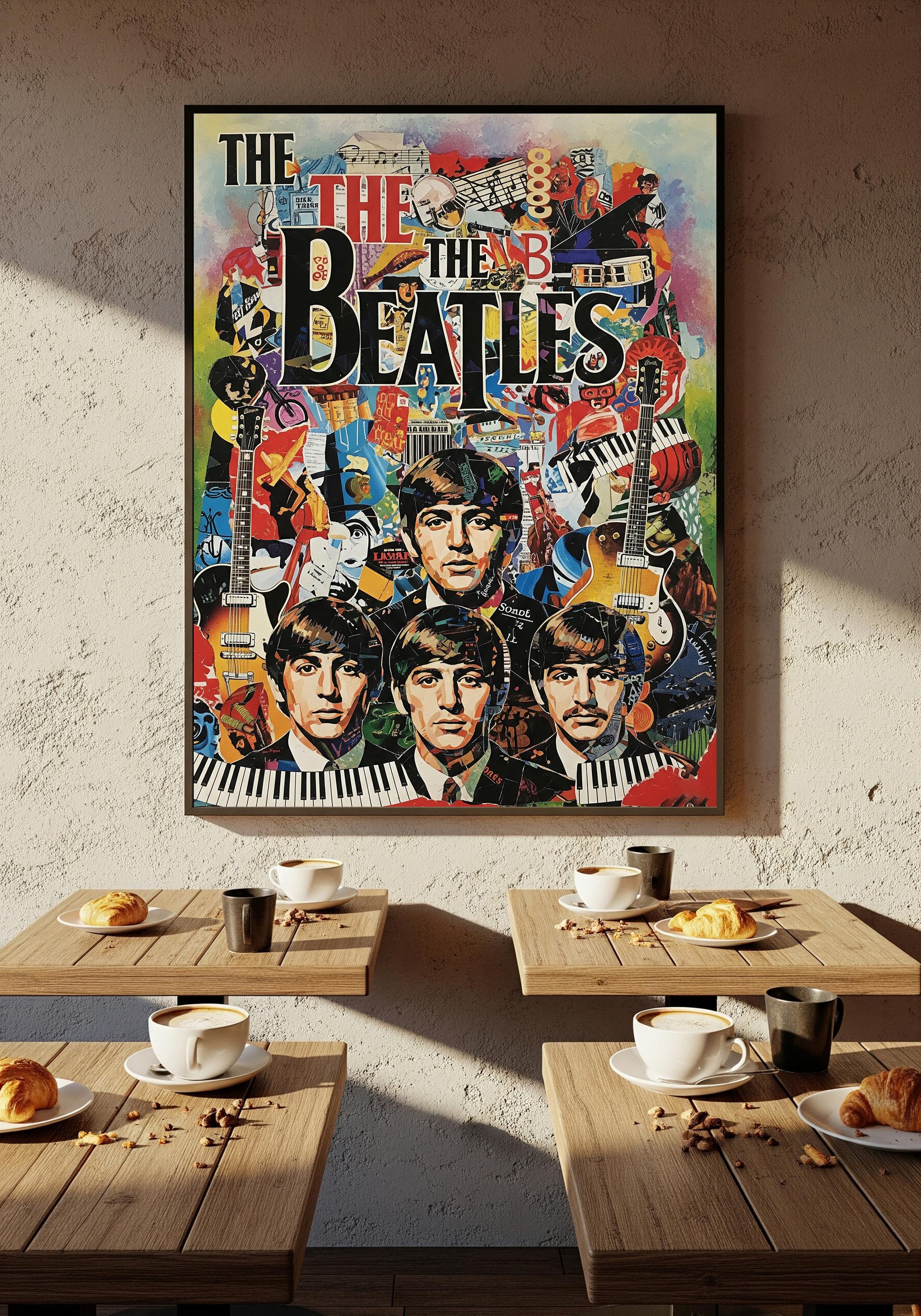 The Beatles Collage Print: Surreal Pop Art, Torn Magazine Texture - Etsy
