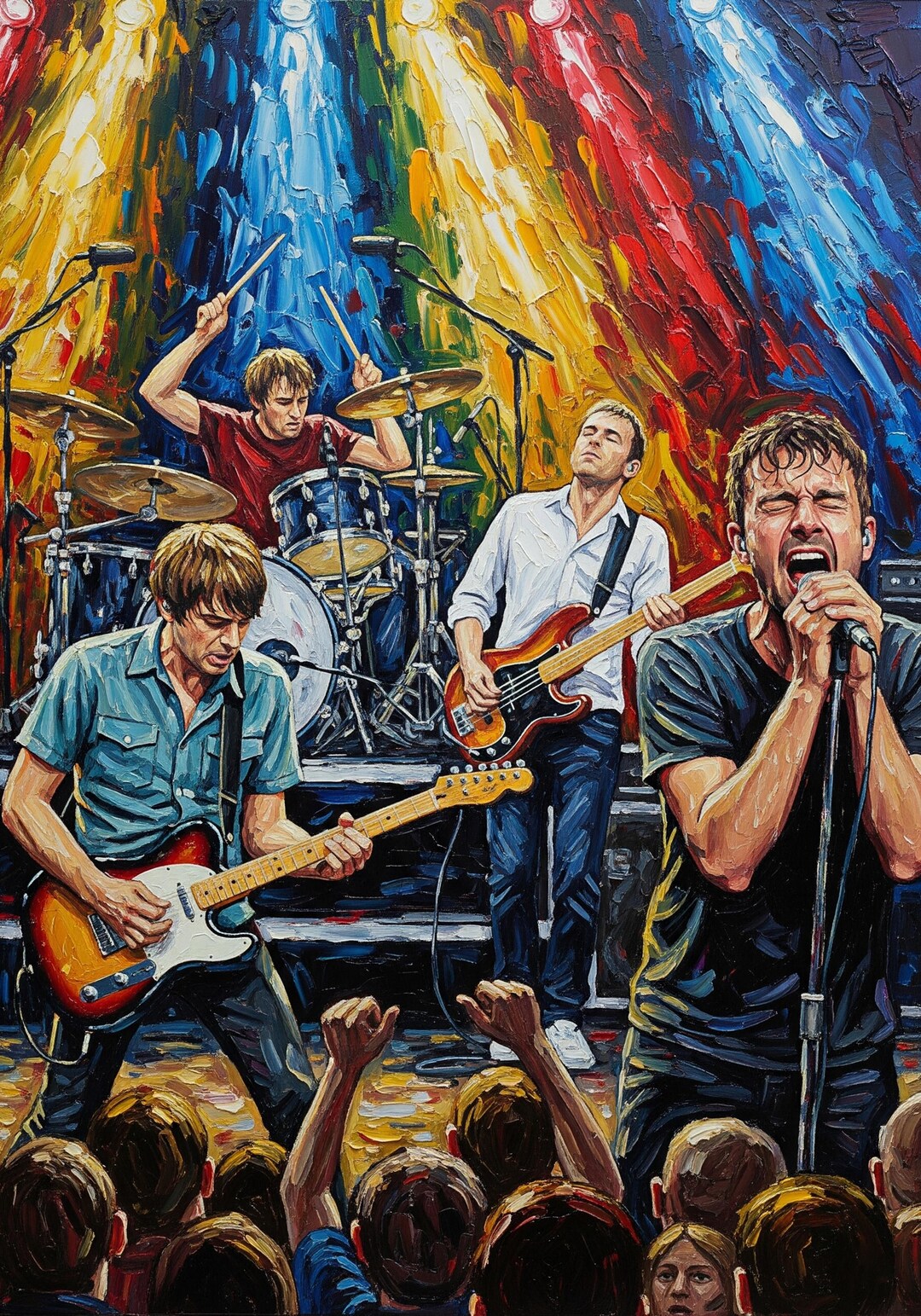 British Rock Legends Impasto Art Print: Oasis, the Who, Blur (digital ...