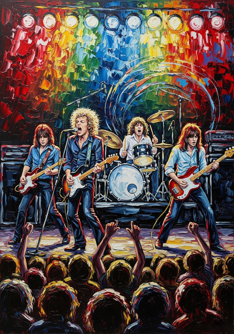British Rock Legends Impasto Art Print: Oasis, the Who, Blur (digital ...