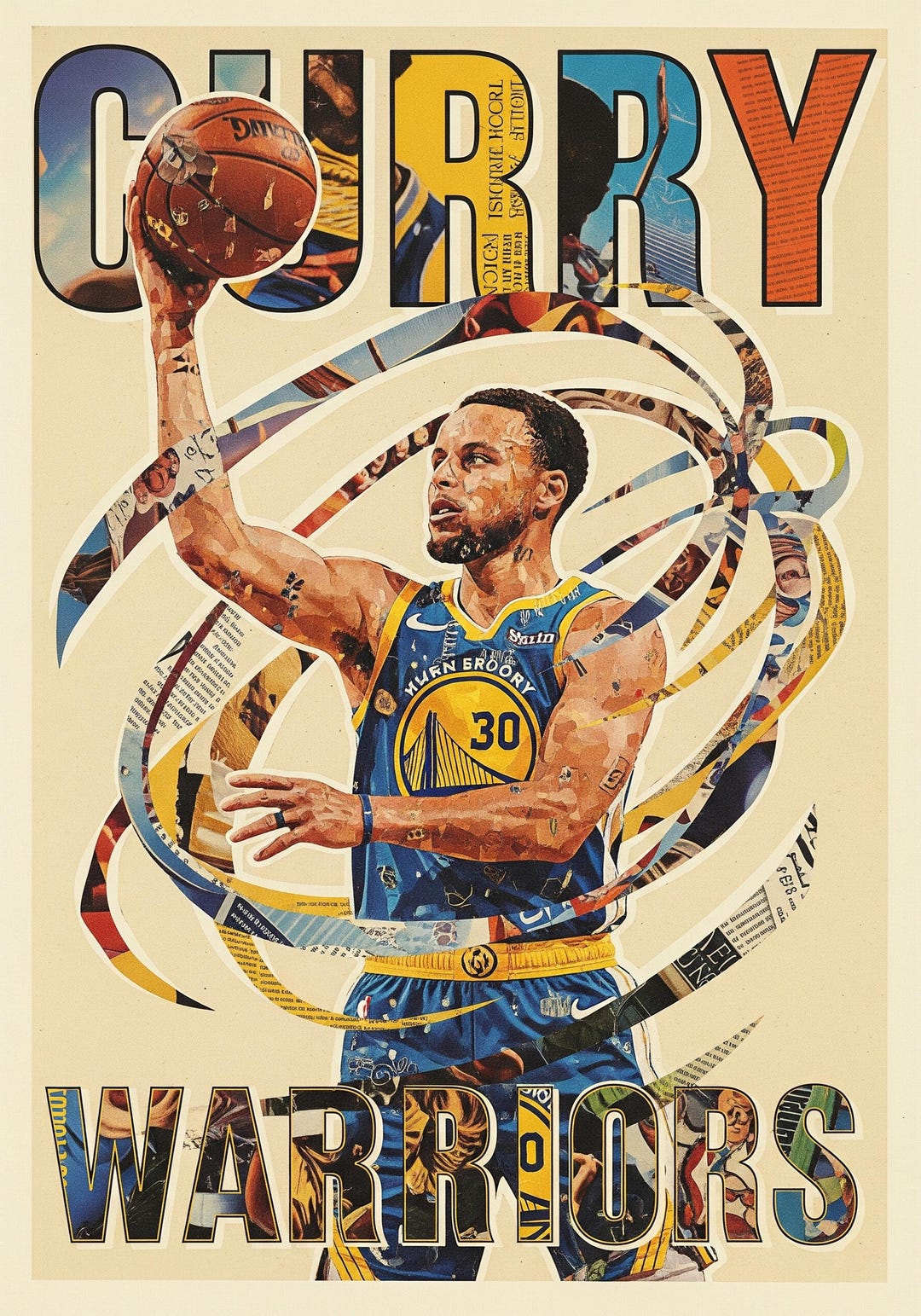 Stephen Curry Vintage Collage Art: Retro NBA Basketball Poster - Etsy