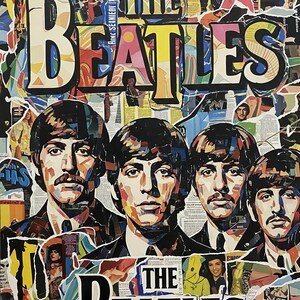 The Beatles Collage Print: Surreal Pop Art, Torn Magazine Texture - Etsy