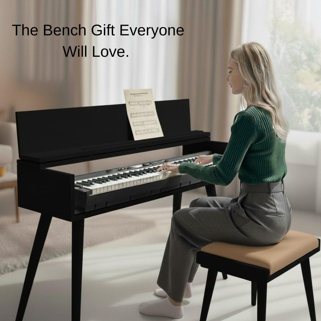Mid Century Digital Piano Stand With Bench – Handmade Wood Keyboard ...
