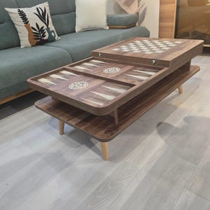 Convertible Game Coffee Table, Chess - Backgammon, Dining Desk, Laptop ...