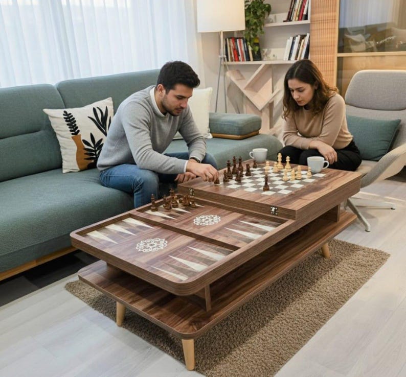Multi-functional Coffee Table – Convertible Game & Dining Table, Chess ...