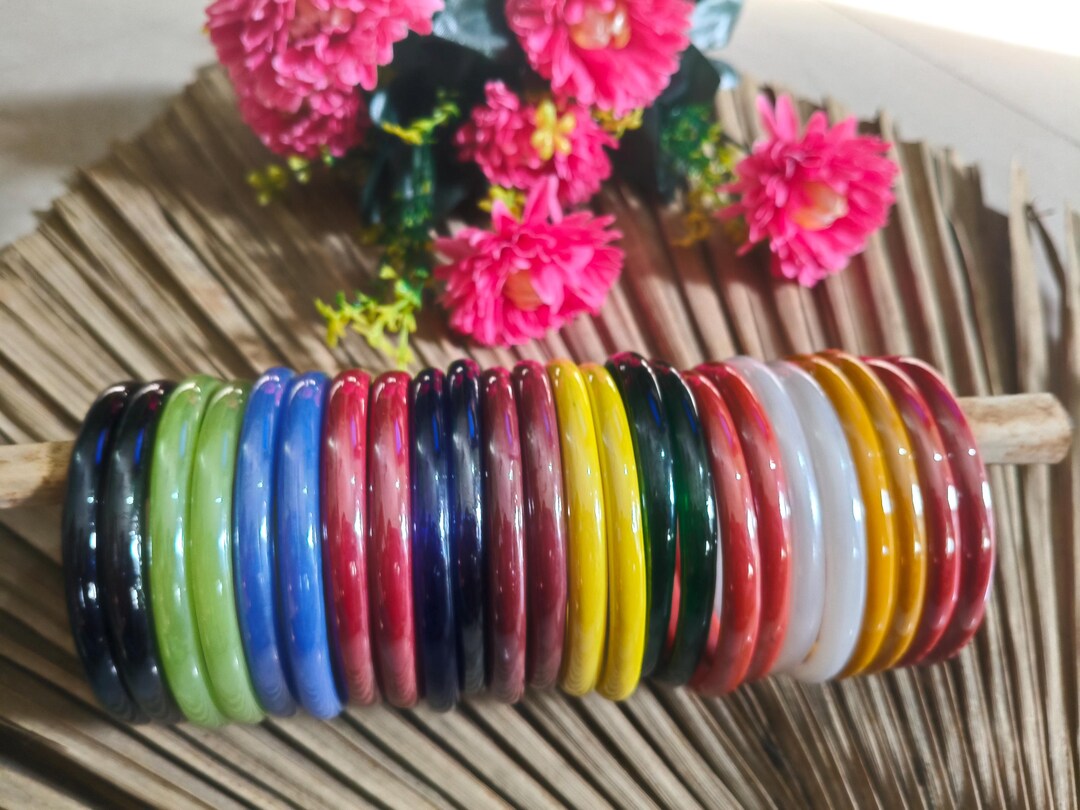 Handmade Glass Kada Bangles Set – Colorful Glossy Indian Jewelry - Etsy