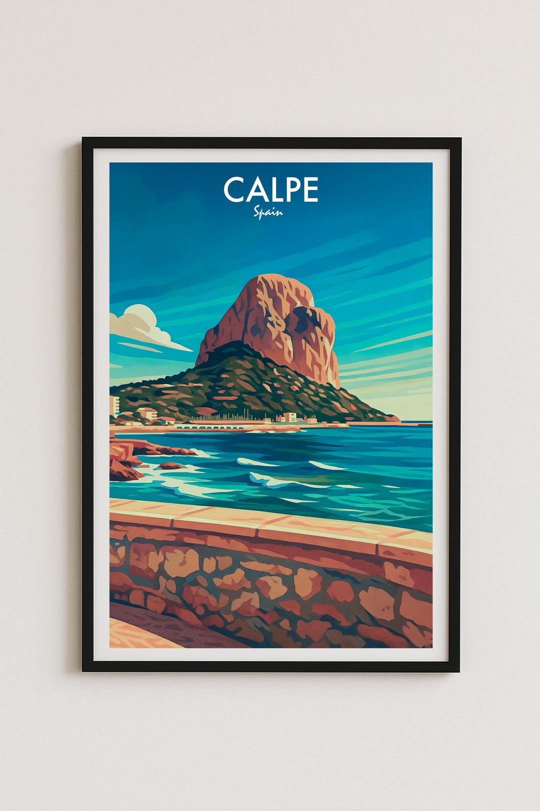 Calpe Spain Travel Poster: Peñon De Ifach Coastal Art Print - Etsy