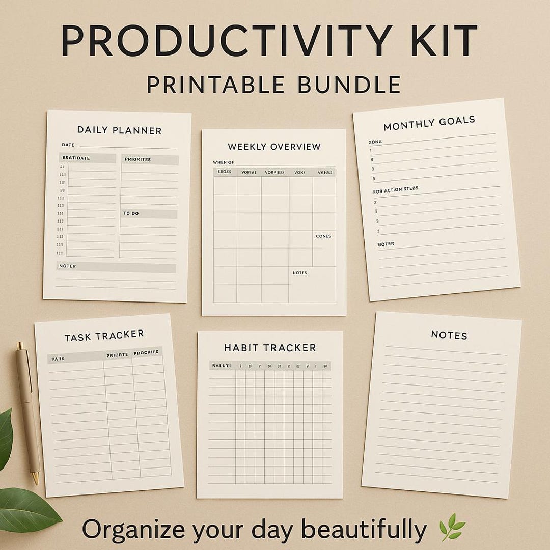 Productivity Planner Printable Bundle | Daily, Weekly, Monthly ...