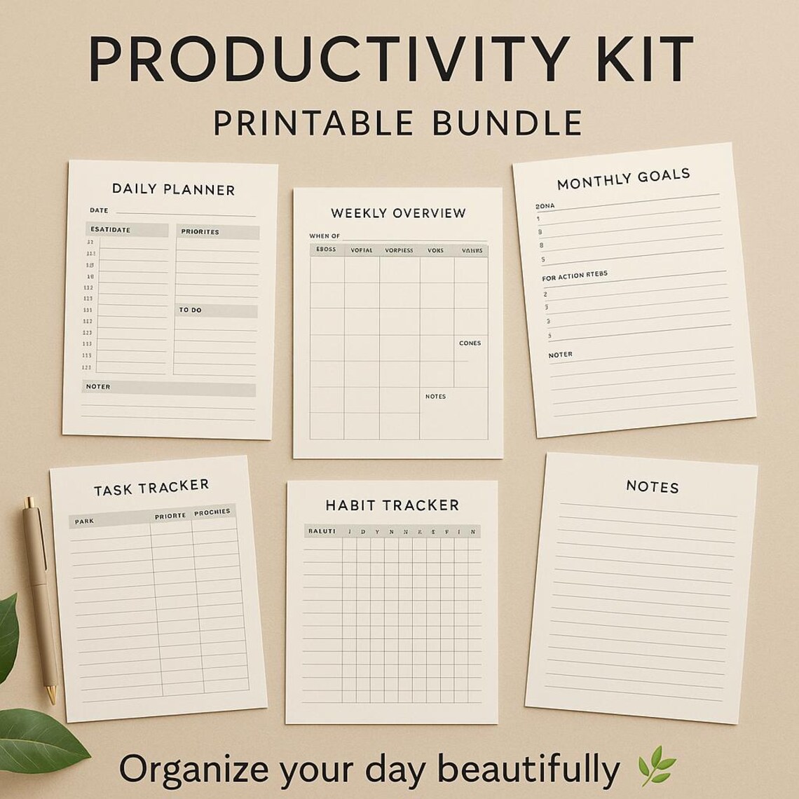 Productivity Planner Printable Bundle | Daily, Weekly, Monthly ...