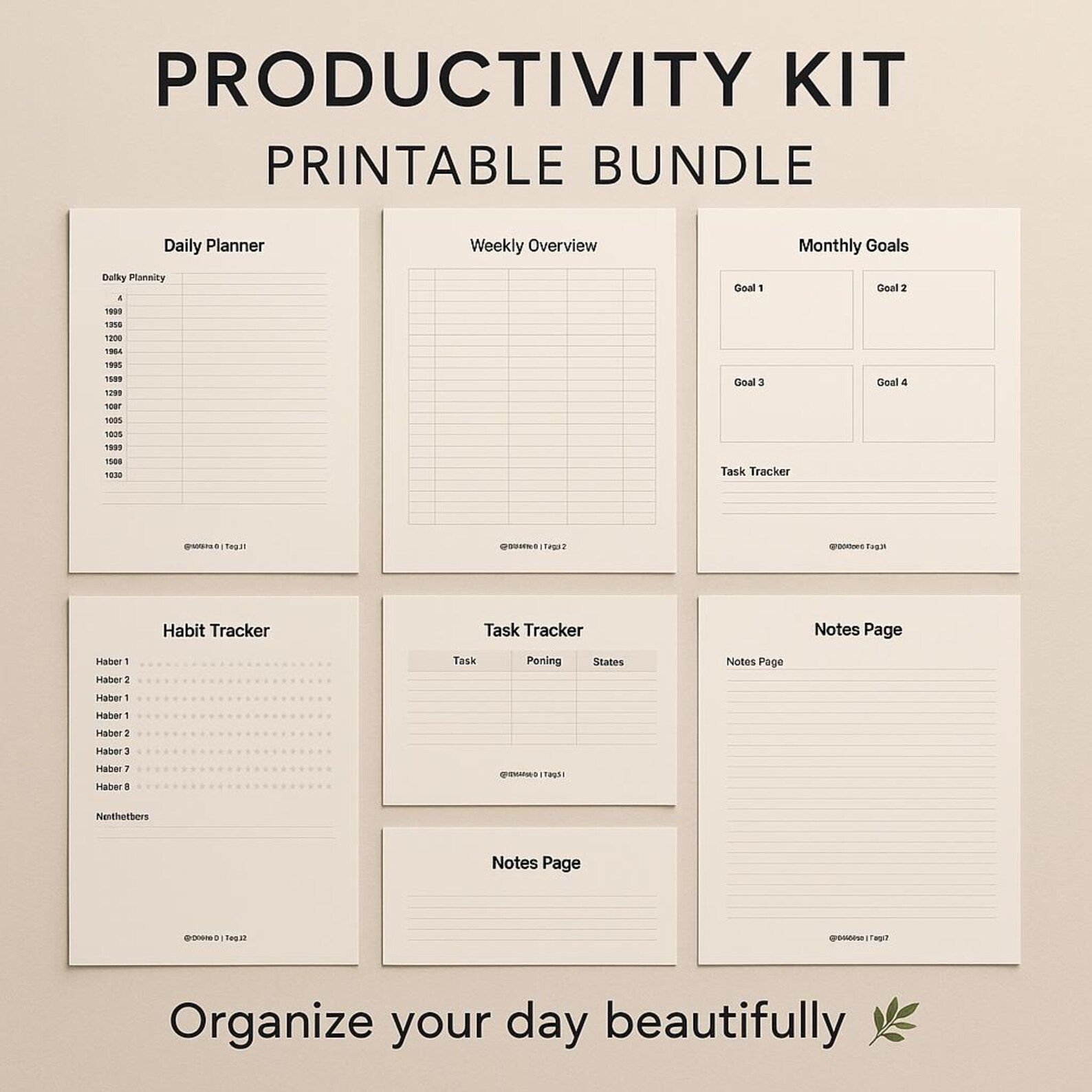 Productivity Planner Printable Bundle | Daily, Weekly, Monthly ...