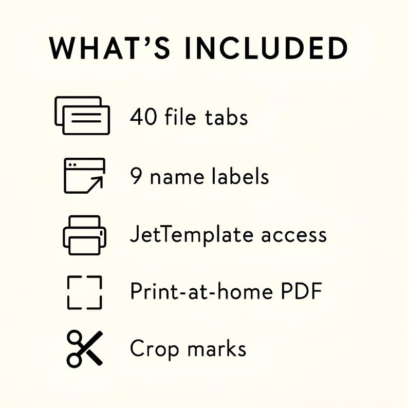 Editable Folder Tab Labels Printable | 40 File Tabs 1/5 Cut | Home ...