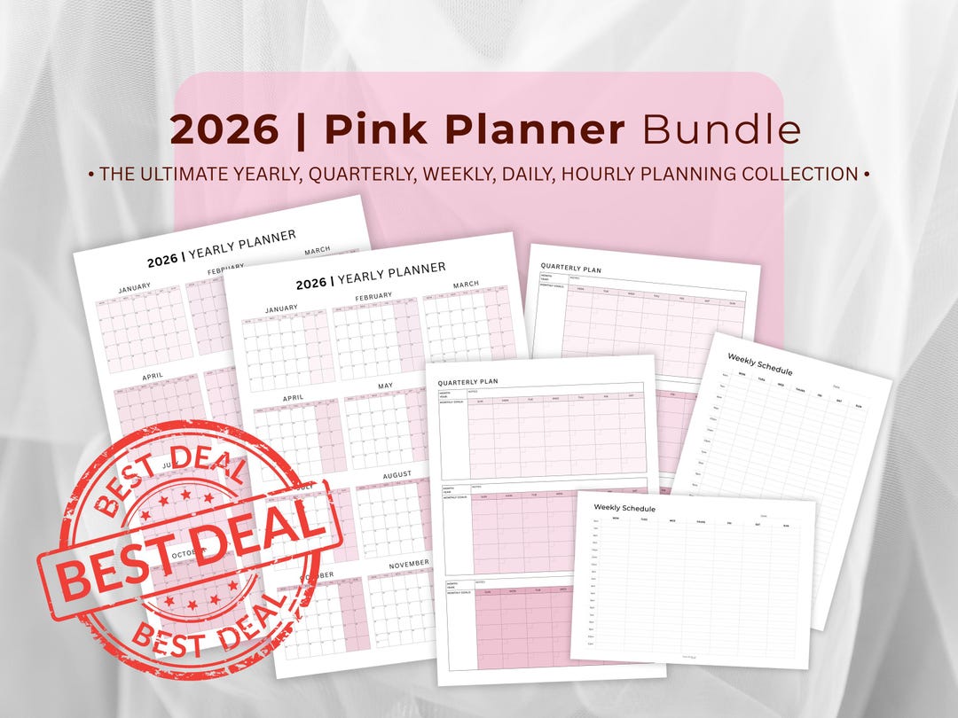 2026 Pink Planner Bundle: Yearly, Quarterly, Weekly (PDF) - Etsy