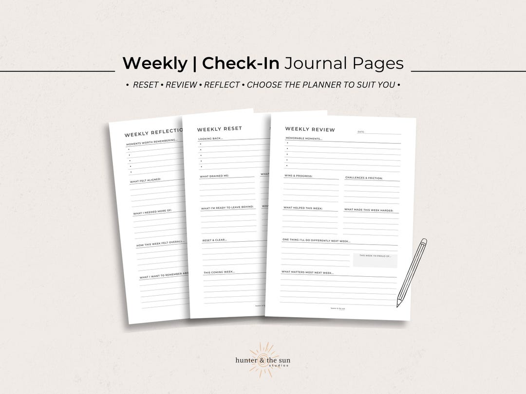 Weekly Check-in Planner: Reflection Journal Pages (PDF) - Etsy