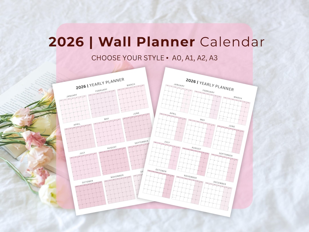2026 Pink Wall Planner Printable: Large Format Calendars (PDF) - Etsy
