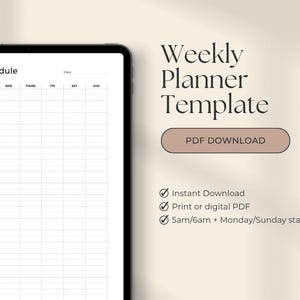 Weekly Hourly Planner Printable | Sunday or Monday Start | 5AM/6AM ...