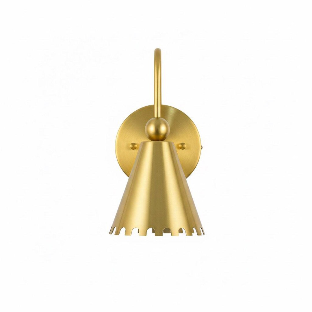 Solid Brass Scalloped Sconce | Mid-century Modern Wall Lamp - Etsy
