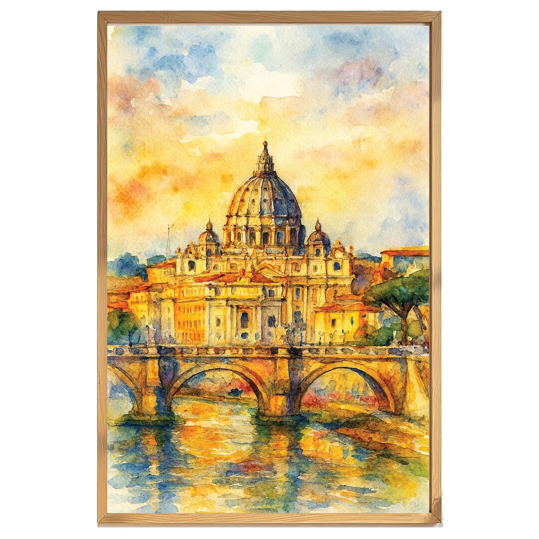 St Peters Basilica Watercolor Print: Vatican Rome Italy Art Poster ...