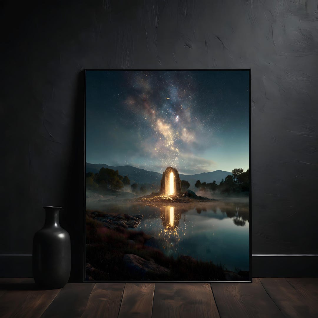 Magical Portal Wall Art | Fantasy Gateway Poster | Mystical Night Sky ...